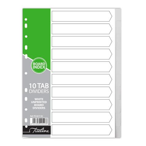 Treeline Dividers A Board Plain Gm Board Tab White Ink And Office Supplies