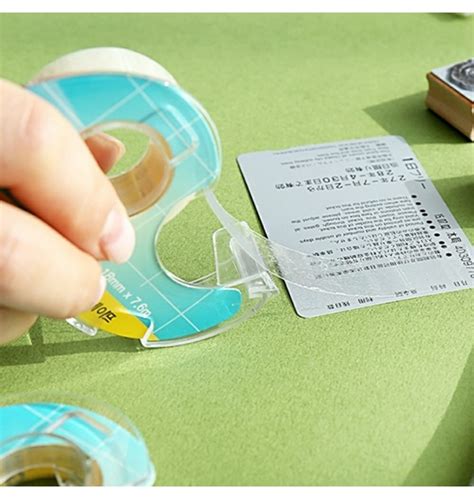 18mm 투명 필름 양면 테입 접착테이프 테이프 커팅기 테잎 디스펜서 거치대 테프 케이스 선물 포장 티몬