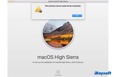 The Recovery Server Could Not Be Contacted High Sierra