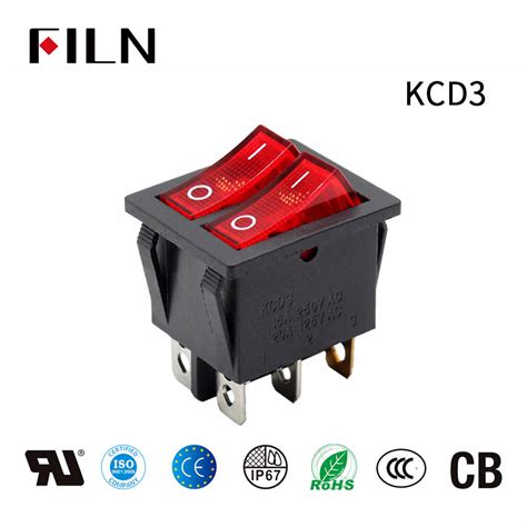 Filn Double Group Lighted Rocker Switch 120v Led Lamp Beads