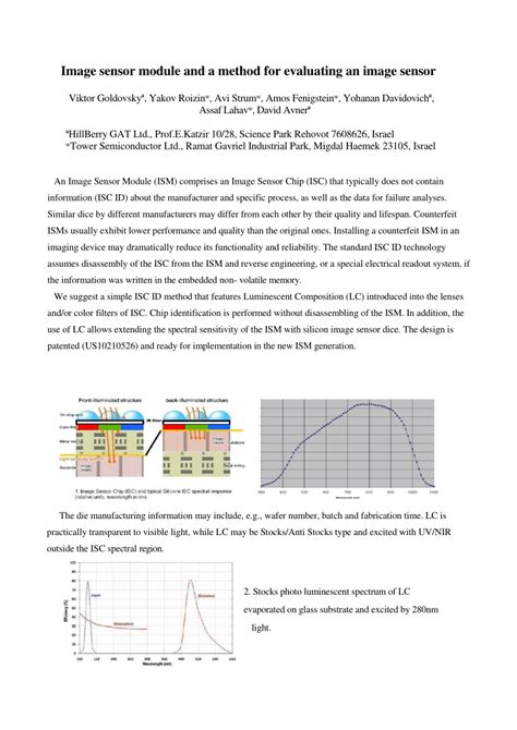 PDF Image Sensor Module And A Method For Evaluating An Image Sensor