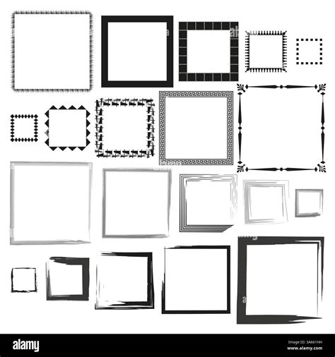 Decorative Frame Set Vector Various Square Frame Styles Black And White Designs Simple And