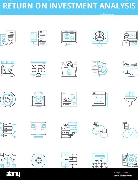 Return On Investment Analysis Vector Line Icons Set Roi Analysis Return Investment