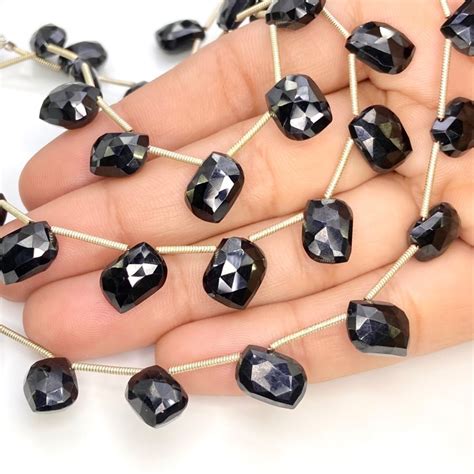 Black Spinel 11 13mm Briolette Mango Aaa Grade Gemstone Beads Lot 153937