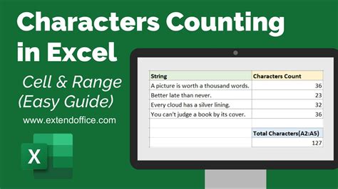 Character Counting In Excel Cell And Range Easy Guide Youtube