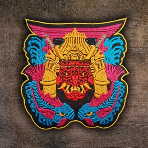 Demon Samurai Patch Oni Mask Patch Japanese Embroidery T