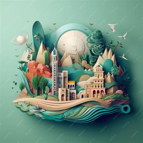Travel Minimalist Vector Illustration Premium Ai Generated Image