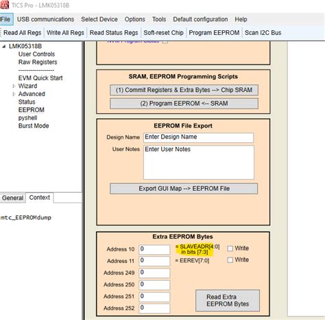 Lmk05318 Tics Pro I2c Communication Setup Clock And Timing Forum Clock And Timing Ti E2e