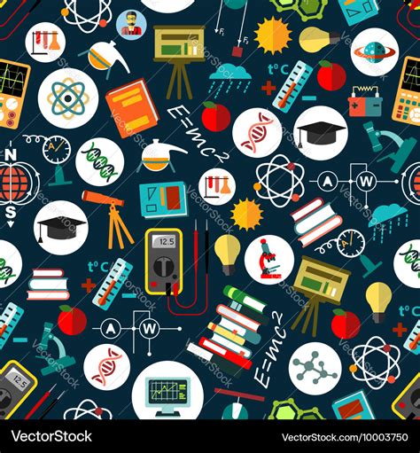 Physics Sciense Education Flat Seamless Pattern Vector Image