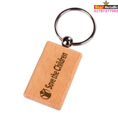 Wooden Key Ring Star Metallic
