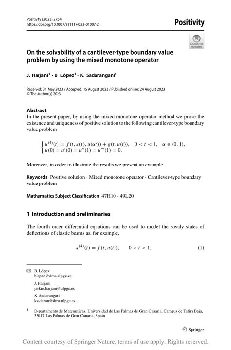 Pdf On The Solvability Of A Cantilever Type Boundary Value Problem By