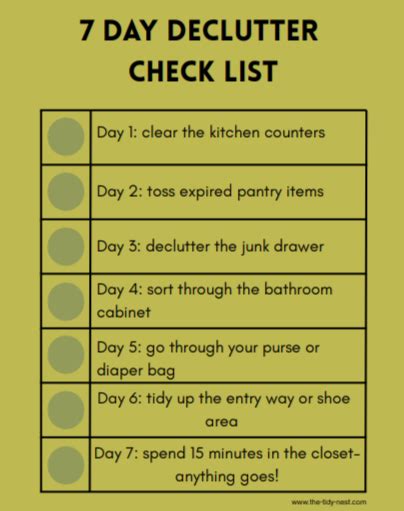 7 Day Declutter Challenge Free Printable The Tidy Nest