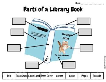 Parts Of A Library Book Activity By Library Lesson Lab Tpt
