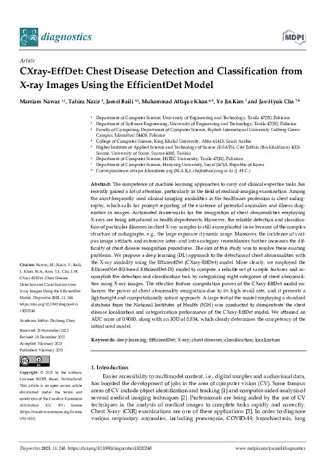 Pdf Cxray Effdet Chest Disease Detection And Classification From X Ray Images Using The