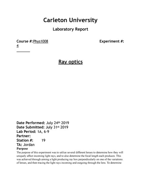 My Lab4 Lab Carleton University Laboratory Report Course