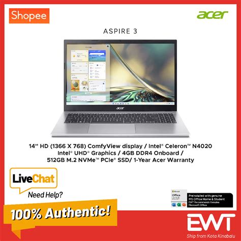 Promo Acer Aspire Genuine Shopee Malaysia
