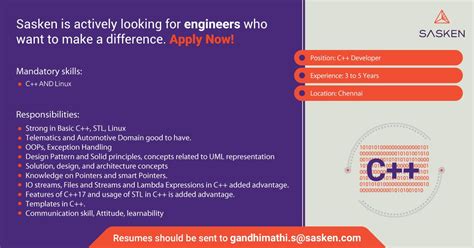 Gandhimathi Sivanesan On Linkedin Hiring Cpp C Cppdeveloper Linux Stl Oopsconcepts Pointer