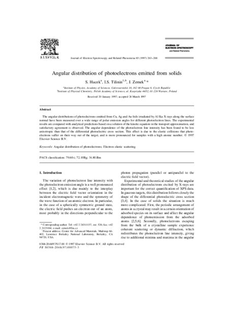 Pdf Angular Distribution Of Photoelectrons Emitted From Solids