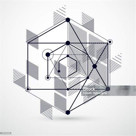 브로셔 전단지 포스터 광고 커버 벡터 추상적 현대 배경에 대한 템플릿 3d 흑백 디자인 레이아웃 큐브 육각형 사각형 사각형 및 요소의 구성 0명에 대한 스톡 벡터 아트 및