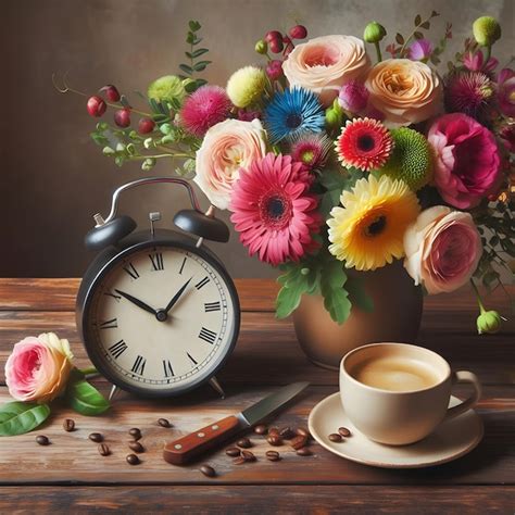 Antique Clock On A Table Premium Ai Generated Image