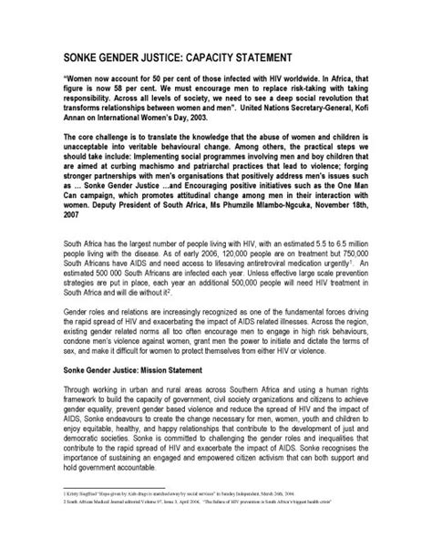 Sonke Capacity Statement 2007 Sonke Gender Justice