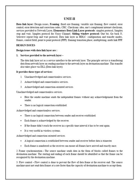 Cn Unit Ii Pdf Transmission Control Protocol Error Detection And