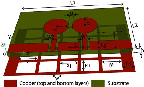 Geometry Of 2 Port Cpw Fed Monopole Antenna Array Download