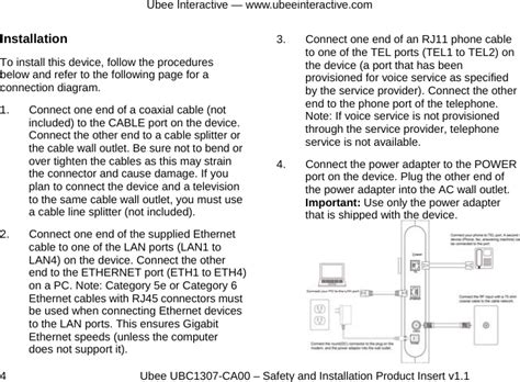 Ubee Interactive UBC Wireless EMTA Cable Modem User Manual