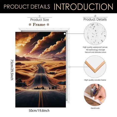 방 장식 1개 레트로 모던 폴리에스터 프레임 캔버스 월 아트 거리와 모래 수평선 프린트 침실 거실 복도 주방 Temu Republic Of Korea