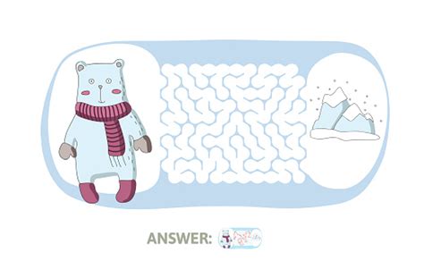 북극곰과 북극의 어린이 미로 아이 들을 위한 퍼즐 게임 미로 그림 벡터 2 3 살에 대한 스톡 벡터 아트 및 기타 이미지 2