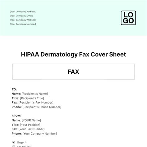 Free Hipaa Dermatology Fax Cover Sheet Template To Edit Online