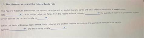 Solved 10 The Discount Rate And The Federal Funds Rate The