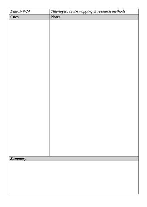 Brain Mapping And Research Methods Date 5 9 24 Title Topic Brain Mapping And Research Methods