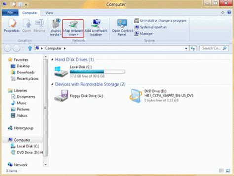 how to map network drive in windows 8
