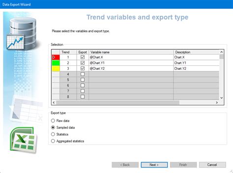 Export Wizard Step 1 Select Variables And Export Type
