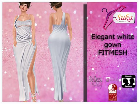 Second Life Marketplace Suka Elegant White Mesh Gown Fitmesh