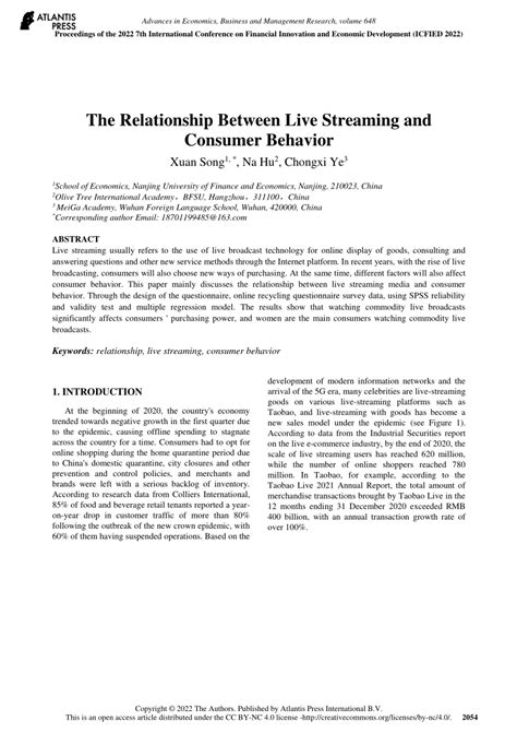 Pdf The Relationship Between Live Streaming And Consumer Behavior