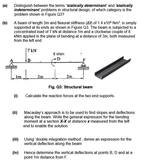 A Distinguish Between The Terms Statically Determinant And Statically Indeterminant