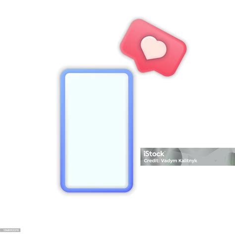 버튼과 같은 3d 만화 스마트 폰 같은 심장 이모티콘 음성 거품과 휴대 전화 휴대 전화의 아이콘과 같은 소셜 미디어 격리된 벡터 그림 3차원 형태에 대한 스톡 벡터 아트 및