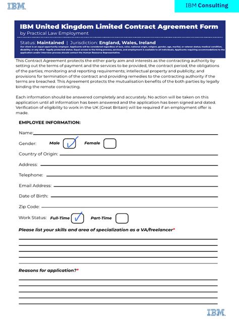 Ibm Contract Agreement Form Ok Pdf