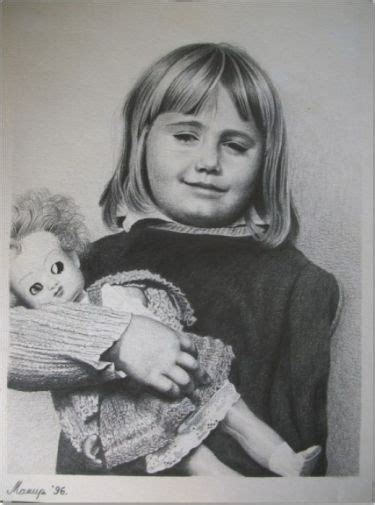 Crtež Devojcica Sa Lutkom Autor Momir Maksimovic Olovka Na Papiru Serbianaart