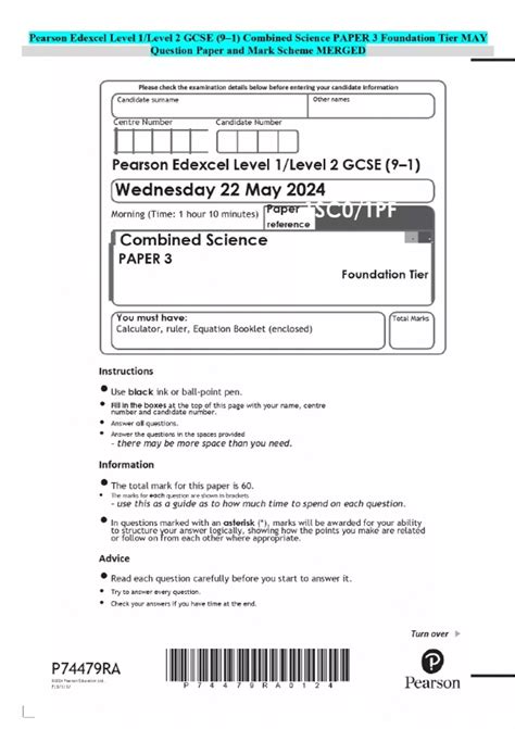 Pearson Edexcel Level 1level 2 Gcse 91 Combined Science Paper 3