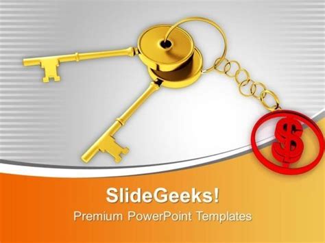 Golden Key And Dollar Keychain PowerPoint Templates Ppt Backgrounds For Slides