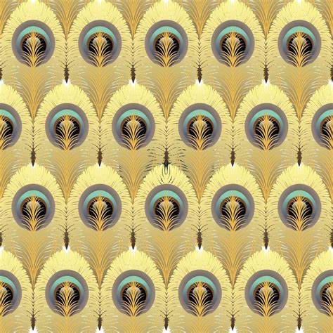 Abstract Geometric Peacock Gold Feather Pattern 44266030 Vector Art At