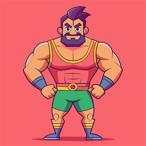 힘 훈련 체육관 보디빌딩 강인한 남자 운동 손으로 그린 만화 스티커 아이콘 개념 프리미엄 벡터