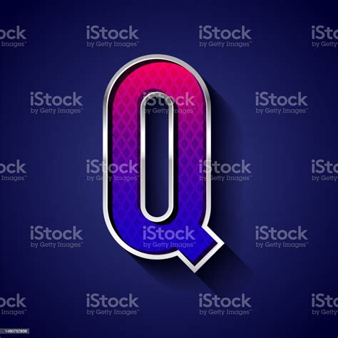 크롬 윤곽선이 있는 3d 금속 글꼴 트렌디한 실버 금속 알파벳 그리드 질감이 있는 현대 문자 Q 벡터 일러스트레이션 10eps 3차원 형태에 대한 스톡 벡터 아트 및 기타