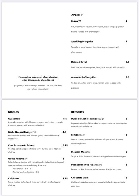 Maya Southseas Full Menu Online