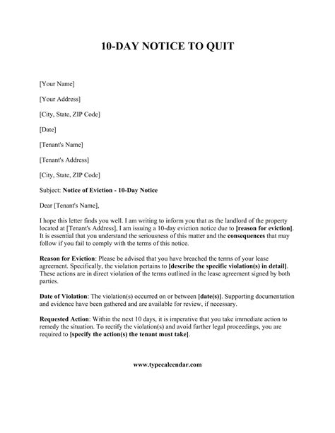 Free And Printable Eviction Notice Templates [pdf Word] 30 Day