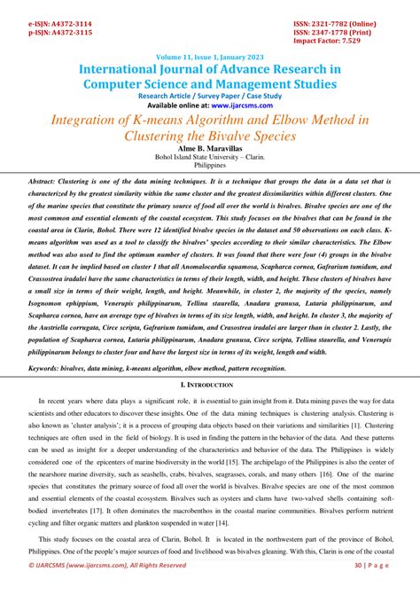 Pdf Integration Of K Means Algorithm And Elbow Method In Clustering