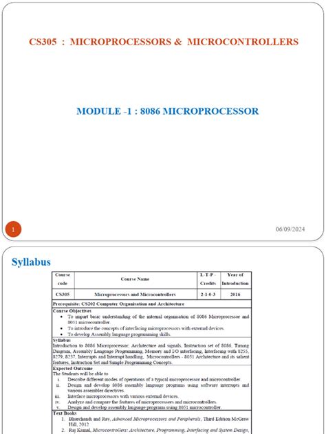 Cs305 Mpmc Module 1 Pdf Central Processing Unit Microcontroller